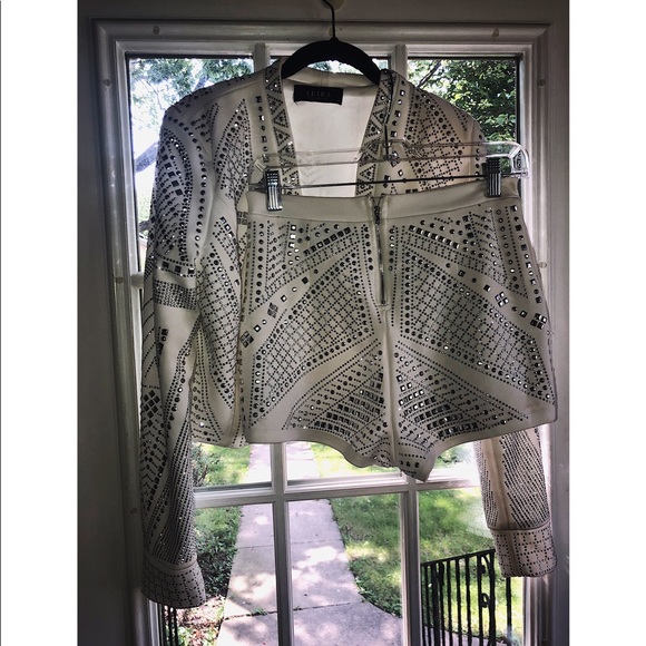 AKIRA | Other | Embellished White And Silver Two Piece Set | Poshmark